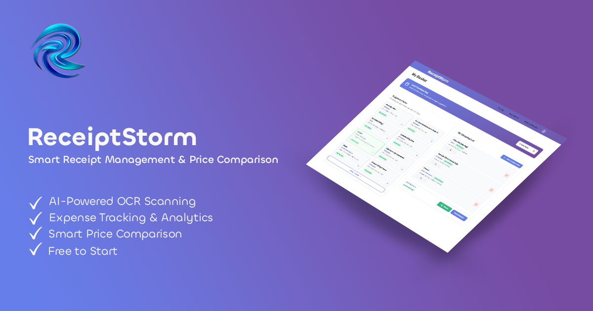 ReceiptStorm - Smart Receipt Management & Price Comparison